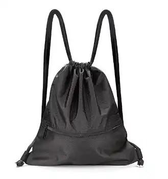 China Custom 420D Large Strong Ripstop Waterproof Nylon 420D / 210D Polyester Black Drawstring Backpack for sale