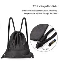 China Custom 420D Large Strong Ripstop Waterproof Nylon 420D / 210D Polyester Black Drawstring Backpack for sale
