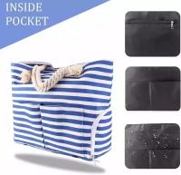 China Extra Large Zipper Washable Beach Tote Two Compartment Waterproof With Front Pocket for sale