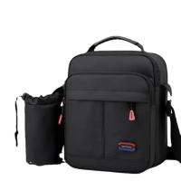 China Custom Unisex Man Bag Messenger Men's Crossbody Shoulder Bag Black With Water Bottle Holder for sale