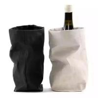 China Portable Single Wine Bottle Carrier Bags With Carrying Handle Recycled Biodegradable for sale