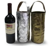 China Portable Single Wine Bottle Carrier Bags With Carrying Handle Recycled Biodegradable for sale