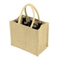 China Custom Logo Printable 6 Bottle Wine Tote Bag Wasable Burlap Jute With Divider for sale