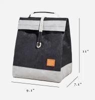 China Washable Kraft Paper Insulated Cooler Lunch Bag Brown Grey Colored Reusable With Handle for sale