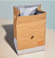 China Washable Kraft Paper Insulated Cooler Lunch Bag Brown Grey Colored Reusable With Handle for sale