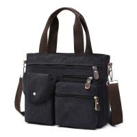 China Washable Mens Canvas Briefcase Laptop Bag For 11.6 / 14 Inch Notebook Computer for sale