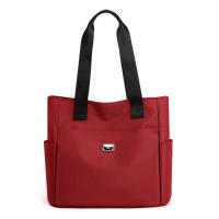 China Custom Waterproof Women Hand Bags Nylon Tote Bag With Pocket And Zipper for sale