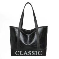 China Women Oem Fashion PU Leather Handbags Oversize Green Black Wholesale with Personalized LOGO for sale