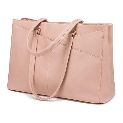 China 16.5 X 5.2 X 11 Inches Ladies PU Leather Tote Laptop Bag with Zipper Closure Wholesale with Custom LOGO for sale