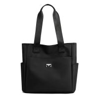 China Custom printed tote bag 420d black purple nylon water resistant zipper hobo women hand bag with handle for sale