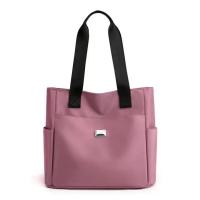 China Custom printed tote bag 420d black purple nylon water resistant zipper hobo women hand bag with handle for sale