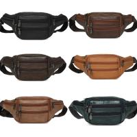 China Trending Multifunctional Sports Men's Waist Bag Leather Retro Solid-Color Wallet Portable New-Style Fully Customizable for sale