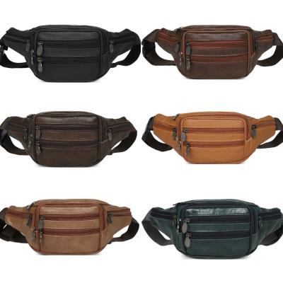 China Trending Multifunctional Sports Men's Waist Bag Leather Retro Solid-Color Wallet Portable New-Style Fully Customizable for sale