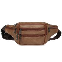 China Trending Multifunctional Sports Men's Waist Bag Leather Retro Solid-Color Wallet Portable New-Style Fully Customizable for sale