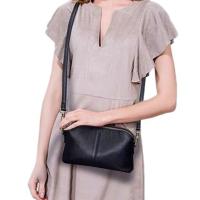 China 2025 New Fashion Korean-Style Phone Handbag Black PU Leather Shoulder Bag Waterproof Versatile Multi-Compartment Square Clutch for sale