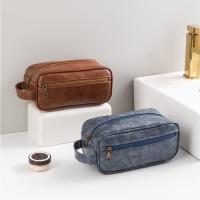 China Retro-inspired New PU Leather Men's Cosmetic Bag Large Capacity Minimalist Toiletry Pouch Luxury-inspired Premium Storage Bag for sale