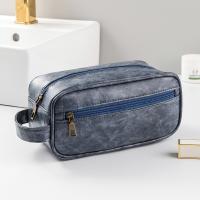 China Retro-inspired New PU Leather Men's Cosmetic Bag Large Capacity Minimalist Toiletry Pouch Luxury-inspired Premium Storage Bag for sale