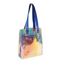 China Premium PVC Handled Bags with Laser effect Customizable Shopping Bags with Logo Printing Waterproof TPU Iridescent Jelly Bags for sale