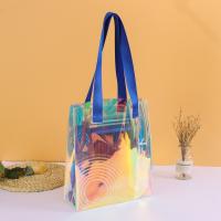 China Premium PVC Handled Bags with Laser effect Customizable Shopping Bags with Logo Printing Waterproof TPU Iridescent Jelly Bags for sale
