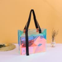 China Premium PVC Handled Bags with Laser effect Customizable Shopping Bags with Logo Printing Waterproof TPU Iridescent Jelly Bags for sale