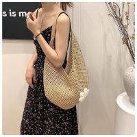 China Korean Style 2026 New Arrival Vacation Knit Bag Women's Shoulder Tote Bag Lazy Style Knit Openwork Floral Decoration Beach Bag for sale