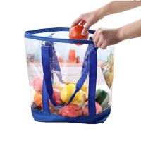 China 2026 New Customizable Transparent PVC Tote Shopping Bag with Reinforced Seams Colorful Zipper Shopping Laser-Effect Jelly Bag for sale