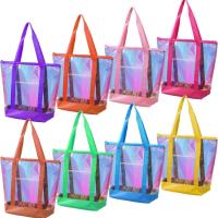 China 2026 New Customizable Transparent PVC Tote Shopping Bag with Reinforced Seams Colorful Zipper Shopping Laser-Effect Jelly Bag for sale