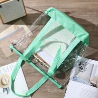 China 2026 New Customizable Transparent PVC Tote Shopping Bag with Reinforced Seams Colorful Zipper Shopping Laser-Effect Jelly Bag for sale