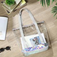 China 2026 New Customizable Transparent PVC Tote Shopping Bag with Reinforced Seams Colorful Zipper Shopping Laser-Effect Jelly Bag for sale