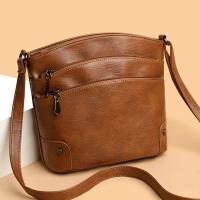 China 2025 New Multi-Layer Bucket Crossbody Bags Vintage Colored Shoulder Fashionable multi-functional Waterproof PU Leather Bag for sale