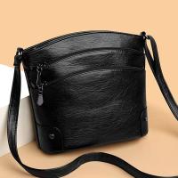 China 2025 New Multi-Layer Bucket Crossbody Bags Vintage Colored Shoulder Fashionable multi-functional Waterproof PU Leather Bag for sale