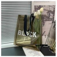 China Custom Logo Jelly Color Pouch Glossy PVC Clear Handheld Shopping Bags Classic Purple Gift Packaging Waterproof Carry Bags for sale
