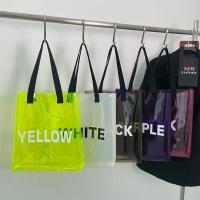 China Custom Logo Jelly Color Pouch Glossy PVC Clear Handheld Shopping Bags Classic Purple Gift Packaging Waterproof Carry Bags for sale