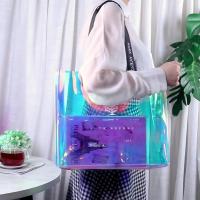 China Custom Logo Jelly Color Pouch Glossy PVC Clear Handheld Shopping Bags Classic Purple Gift Packaging Waterproof Carry Bags for sale