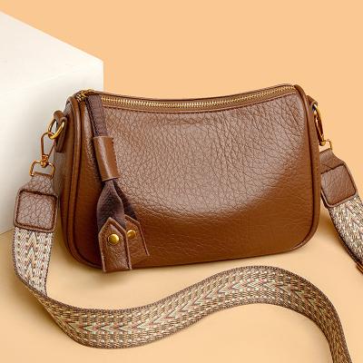 China 2026 Women's Bag Wide Shoulder Strap Vintage Crossbody Bags Premium-Quality PU Leather Made New Trend Style with Custom Printing for sale