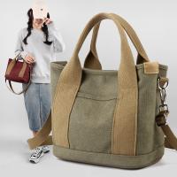 China Thickened Canvas Shoulder Bag with Large Capacity Multi-Compartment Commuting Bags for Students Compact Outings Tote with LOGO for sale