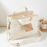 China Minimalist Canvas Tote Bag Large Capacity Multi-Compartment Lunch Bags Solid Color Versatile Crossbody Bag Korean Style for sale