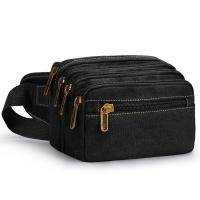 China Men's Canvas Waist Bag Large Capacity Multi-Layer Cash Purse Multifunctional Construction Site Sports Wear-Resistant Waist Bag for sale