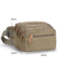 China Men's Canvas Waist Bag Large Capacity Multi-Layer Cash Purse Multifunctional Construction Site Sports Wear-Resistant Waist Bag for sale