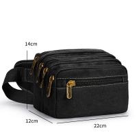 China Men's Canvas Waist Bag Large Capacity Multi-Layer Cash Purse Multifunctional Construction Site Sports Wear-Resistant Waist Bag for sale