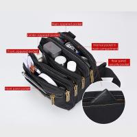 China Men's Canvas Waist Bag Large Capacity Multi-Layer Cash Purse Multifunctional Construction Site Sports Wear-Resistant Waist Bag for sale