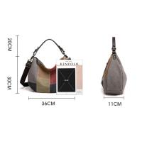 China New Vintage Patchwork Tote Bag 2026 Fashion Crossbody Shoulder Bags for Women Large Capacity Canvas Contrast-Color Tote Bag for sale