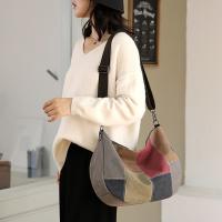 China New Vintage Patchwork Tote Bag 2026 Fashion Crossbody Shoulder Bags for Women Large Capacity Canvas Contrast-Color Tote Bag for sale