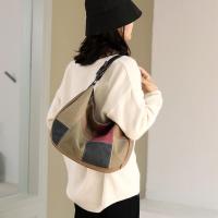 China New Vintage Patchwork Tote Bag 2026 Fashion Crossbody Shoulder Bags for Women Large Capacity Canvas Contrast-Color Tote Bag for sale