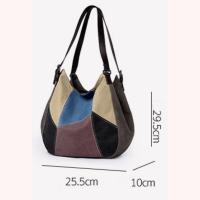 China Canvas Tote Bag for Women 2026 New Arrival Patchwork Color-Blocking Large Capacity Artsy Shoulder Travel & Daily Tote Bag for sale
