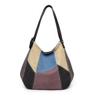 China Canvas Tote Bag for Women 2026 New Arrival Patchwork Color-Blocking Large Capacity Artsy Shoulder Travel & Daily Tote Bag for sale