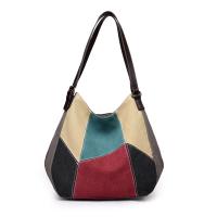 China Canvas Tote Bag for Women 2026 New Arrival Patchwork Color-Blocking Large Capacity Artsy Shoulder Travel & Daily Tote Bag for sale