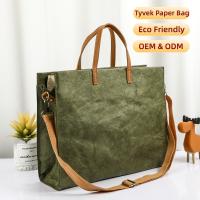 China Custom DuPont Paper Bags with Crepe Paper Lining Wash-Wrinkled Tyvek Paper Minimalist Shopping Tote with LOGO Printing for sale
