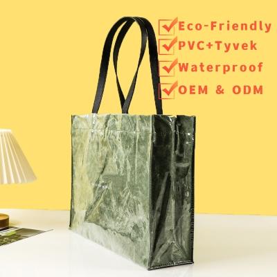 China Customizable DuPont Paper Tote Bags with PVC Outer Washable Thickened Carry Bags Waterproof Tote bags Printed Patterns and Logos for sale