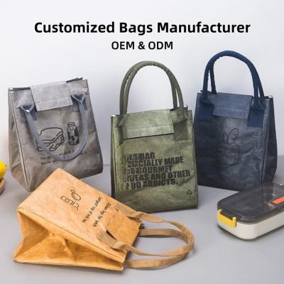 China Japanese-Style Handheld DuPont Paper Lunch Bag Waterproof Oil-Resistant Insulated Tyvek Lunch Bag Portable for Office Workers for sale